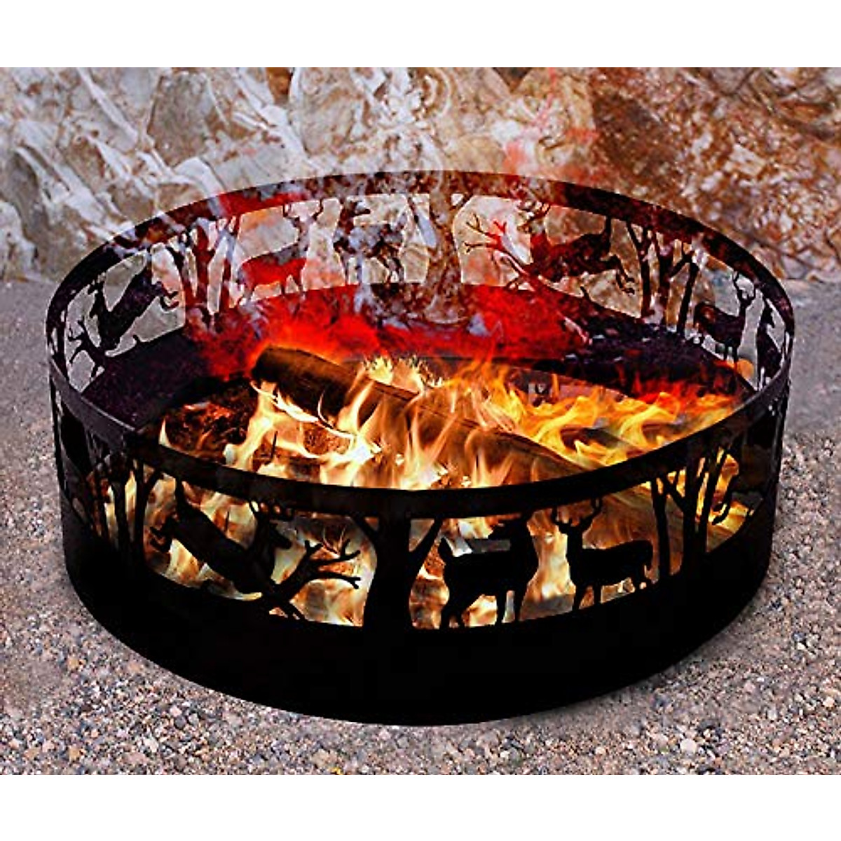 Kapler Fire Ring, Fire Pit Ring for Outdoors, Heavy Duty Firepit Ring 32inch, Hexagon Fire Rings for Camping Patio Backyard Picnic Bonfire Beach