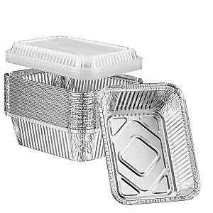 Comfy Package [25 Count] 5 lb capacity, Disposable Aluminum Foil Pans with Lids, 6x9 Disposable Takeout Pans with Clear Plastic Dome Lids, Great For Baking, Cooking, Storage, and Freezing