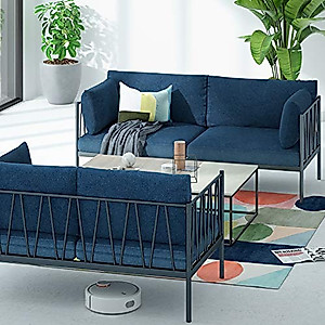 ZINUS Amanda Navy Metal Sofa / Steel Framework with Upholstered Cushions / Easy Assembly