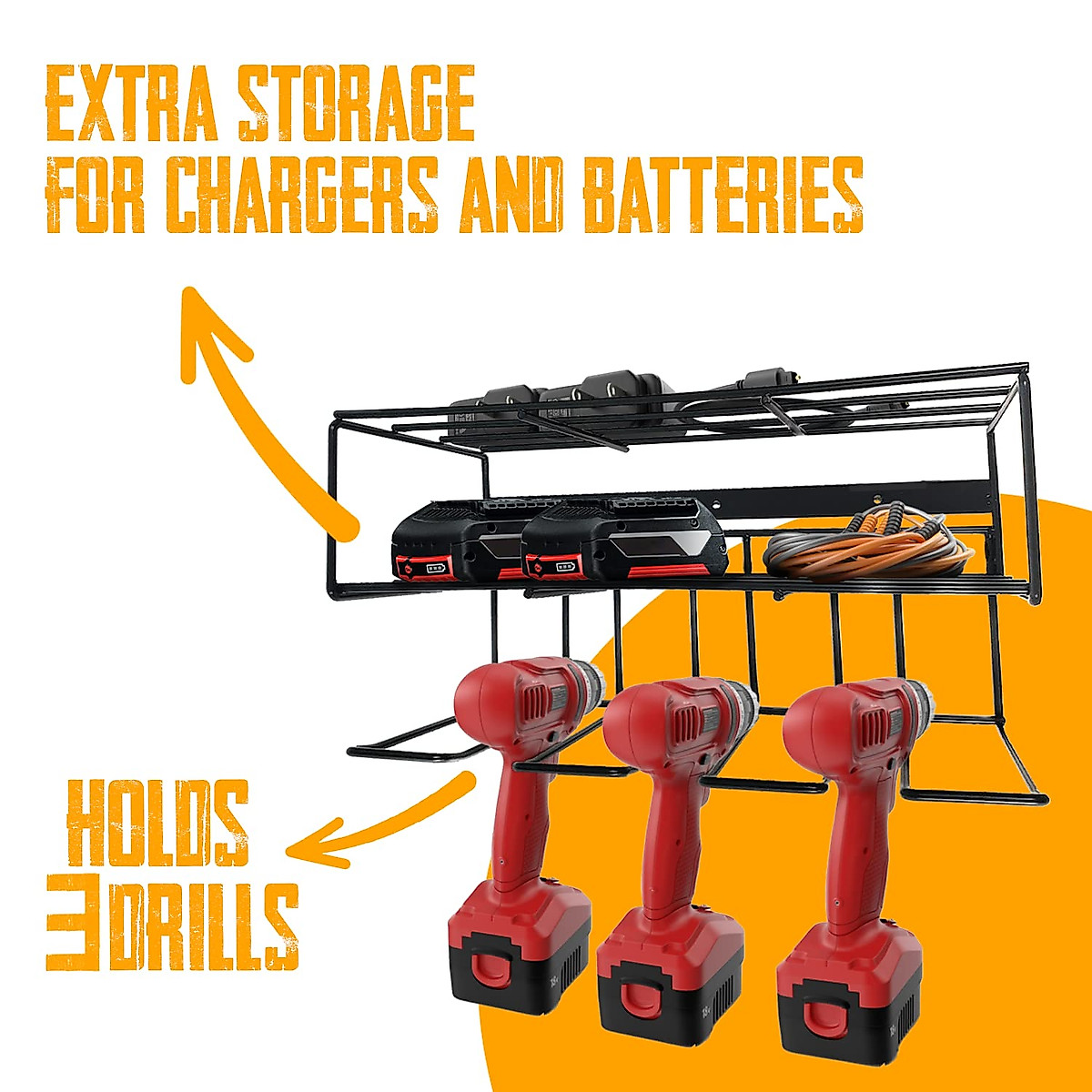 MRONextDay.com Tool Storage Organizer - Drill Holder Wall Mount - Power Tool Storage Rack for Organizing Your Workbench - Sturdy Drill Storage.