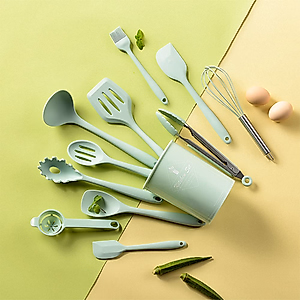 Kitchen Utensils Set-12 Pieces Silicone Cooking Utensils Set (Dishwasher Safe) 392°F Heat Resistant Spatula Set,Kitchen Utensil Set for Nonstick Cookware,Best Kitchen Tools with Holder