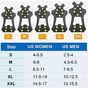 Ice Snow Traction Cleats Crampons Anti-Slip Snow Shoes Cleats for Boots Shoes Winter Walking on Snow and Ice Overshoe Slip-on Stretch Footwear for Men Women