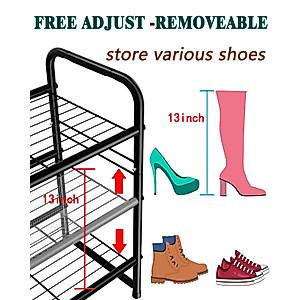 SUFAUY Shoes Rack Shelf for Closet Metal Stackable Shoe Storage Organizer, Wire Grid, 3-Tier, Black
