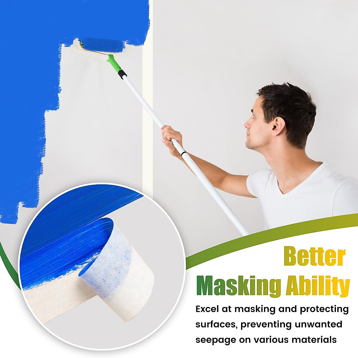 skytogether Masking Tape 0.94 Inch Wide, Beige White Painters Tape Removable Tape Masking Thin Masking Tape Bulk for Basic Painting Labeling Drafting Art Craft, 0.94 Inch x 55 Yards, 9 Rolls