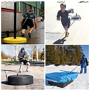 Sunsign Multi-Purpose 5-Pcs 6.6FT Sled Harness Kits Pulling Tires Sleds Parachutes for Sprinting Football Lacrosse Baseball Soccer Power Pulling Resistance Speed Agility Training