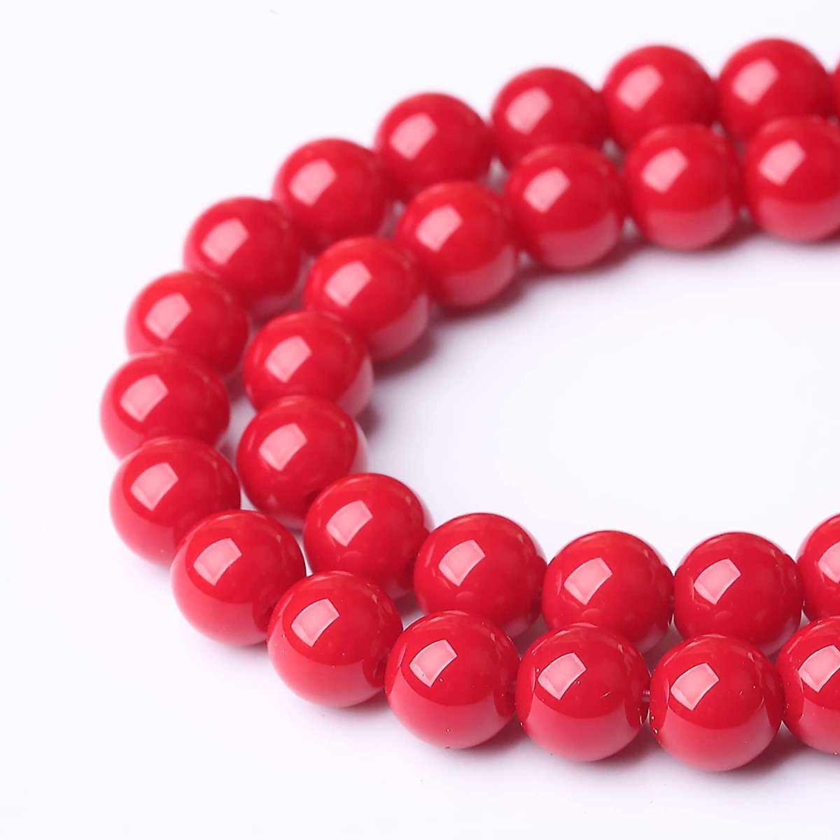 8MM 45pcs Red Glass Beads for Jewelry Making Round Loose Spacer Crystal Energy Healing Power Stone Beads DIY Bracelet Necklace Accessories (Red Glass, 8mm)