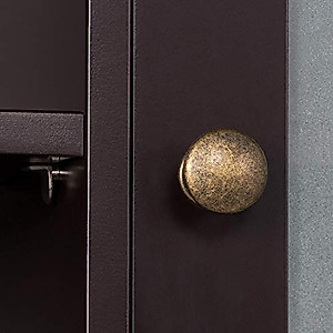 Topeakmart Home Bathroom Shelf Space-Saving Over The Toilet Storage Cabinet with Adjustable Shelf and Glass Door, Espresso