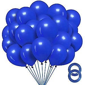 Royal Blue Balloons 12 inch, 100 Pack Royal Blue Latex Balloons Helium Quality for Graduation Birthday Baby Shower Wedding Halloween Party Decorations (with Blue Ribbon)
