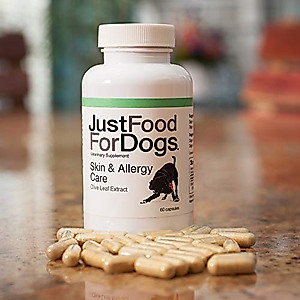 JustFoodForDogs Skin & Allergy Care Supplements for Dogs - Immunity Booster with Skin Healing Relief (60 Count)