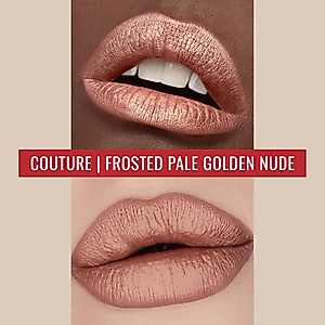 Runway Rogue Silk Glam Liquid Lipstick, Long Wear Frosted Pale Golden-Nude Lipstick, ‘Couture’