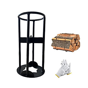 HaTur Firewood Kindling Splitter Wood Cutter Cracker Cast Steel Manual Log Splitter with Gloves for Home, Outdoor Camping, Crisscross Type, Quick Split into 4 PCS