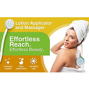 BodyHealt Lotion Applicator and Massager – Handheld Self Lotion Applicator for Back, Foot Lotion, Shower Gel, Tanning, Skin Cream & Sunscreen Lotion. Long Shower Bath Brush, Easily Roll-On Dispenser