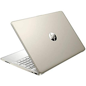 HP 2021 15.6" HD Laptop Computer, AMD Athlon Silver N3050U, 4GB RAM, 128GB SSD, HDMI, USB-C, WiFi, Webcam, Windows 10 S with Office 365 for 1 Year, Mouse, Sleeve + Fairywren Card (Pale Gold)
