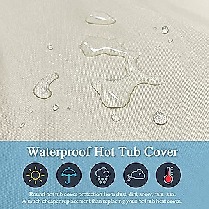 Outdoor Round Hot Tub Protection Cover - 420D Waterproof SPA Spring Pool Shield Patio Dustproof Winter Guard Accessories (85" D x 28" H)