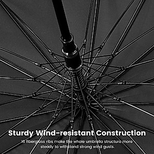 G4Free 54 Inch Large Windproof Umbrella for 2 Persons, 16 Ribs Auto Open Classic Wooden J Handle Cane Stick Golf Rain Umbrellas for Men Women Travel 120cm