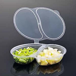 YEEZUNPU 20Pcs Double Compartment Condiment Container, Portable Reusable Sauce Container, Dual Compartment Containerfor for Condiment, Dip, Sauce, Sampling and Travel Snacks