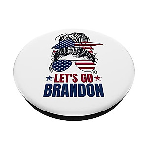 Let's Go Brandon Funny Messy Bun for Women PopSockets Swappable PopGrip