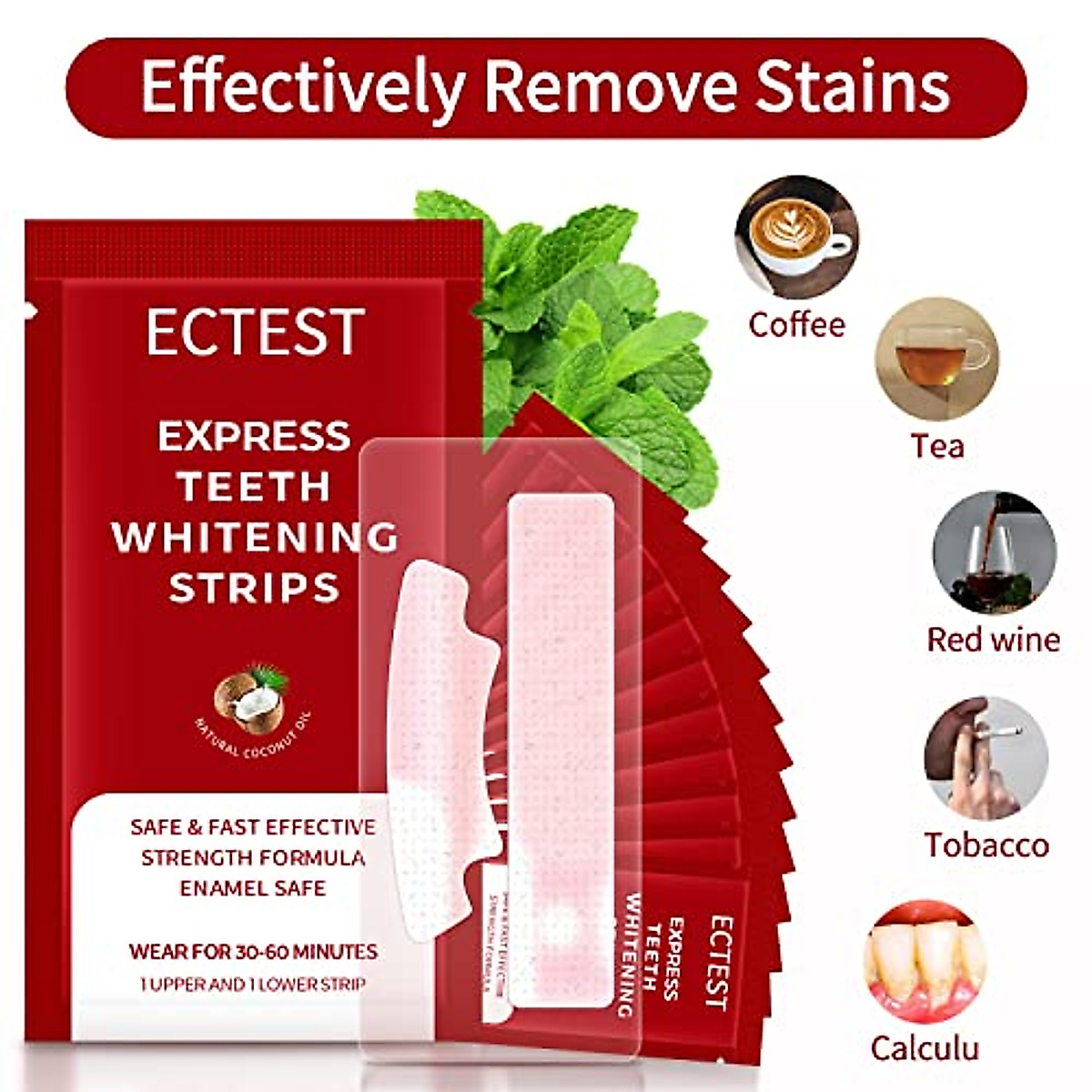 Teeth Whitening Strips for Teeth Sensitive, Professional Teeth Whitening Kit for Coffee Drinker, 28 Teeth Whitener Strips Coconut Flavor, 14 Treatments Easy to Use