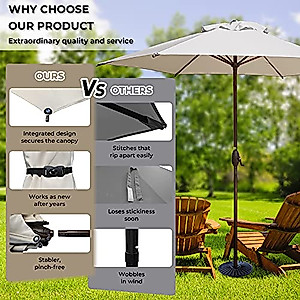 Abba Patio 7.5' Patio Umbrella Market Umbrella Outdoor Table Umbrella with Push Button Tilt & Crank for Patio, Beige