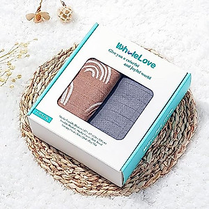 BabyWhale Muslin Swaddle Blanket, Boho Brown Rainbow Pattern Swaddle and Solid Color Swaddle for Newborn Baby Boys ＆ Girls, Unisex Silky Soft Breathable Receiving Swaddle Wrap, 47x47 inches, 2 Pack