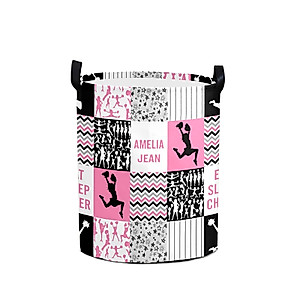 Laundry Basket Eat Sleep Cheer Cheerleader Pink Laundry Hamper Clothes Bag Collapsible Tall with Handles Bathroom College Essentials Storage for College Dorm Family