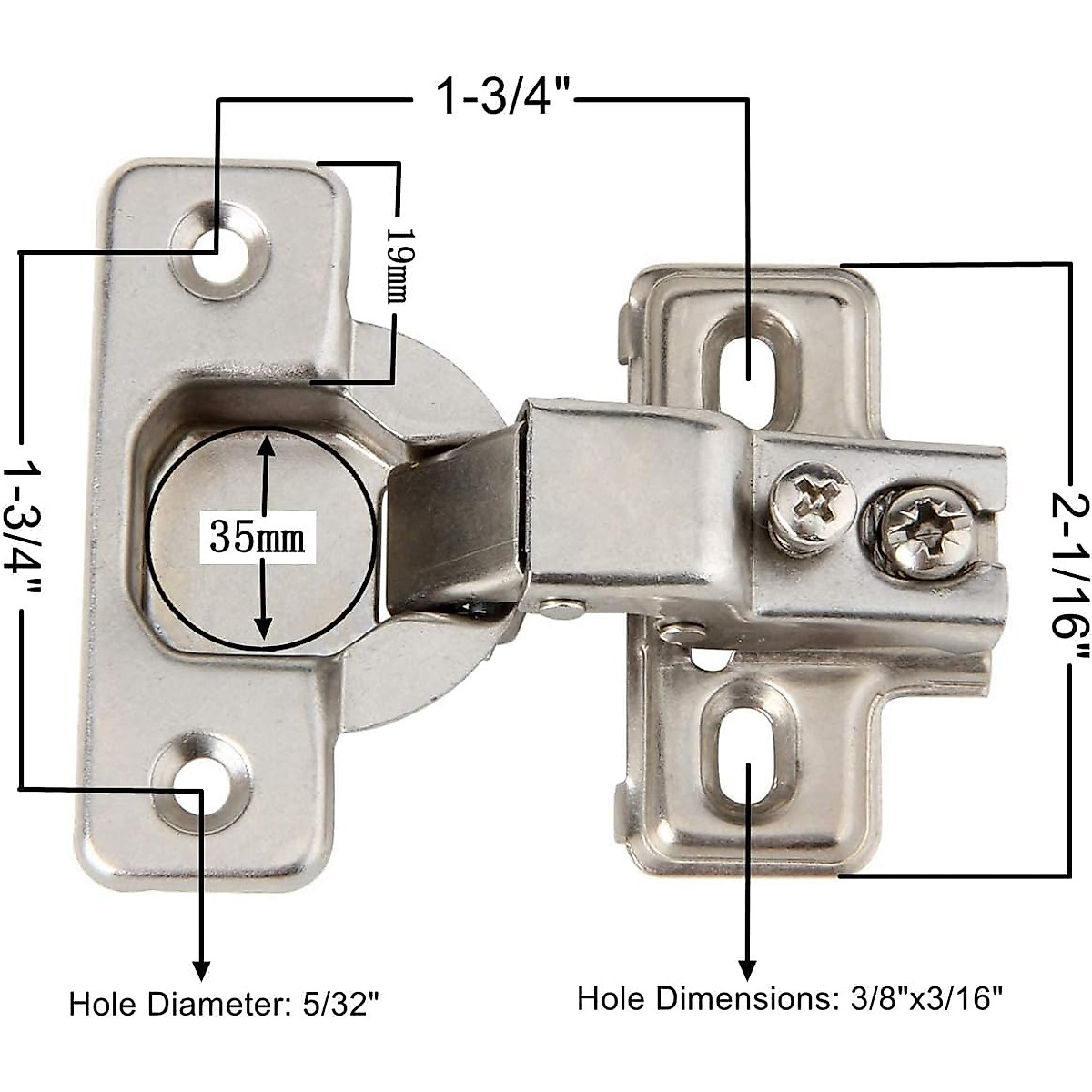 Silverline Face Frame Concealed Euro 105Deg Self Closing Compact Cabinet Hinges (6 Pack)