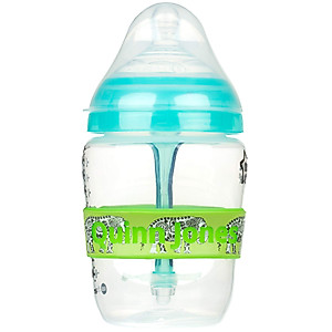 Custom Bottle Labels - 3 Pack - Silicone Bands for Baby Bottles, Kids Tumblers, Water Flasks - Personalized Pre-Printed Name, Waterproof School and Daycare Drink Identifiers - Green Elephants