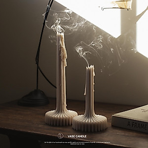 LAWA Set of 2 Vase Candle - Beautiful Handmade Pillar Unscented Soy Wax Candle Elegant Aesthetic Candle Housewarming Gift Home Room Shelf Decor Idea White