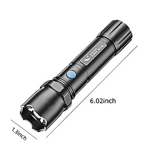 Dyegold LED Flashlight,High Lumens Super Bright Flashlight, Zoomable, Waterproofs Rechargeable Flashlight with 4 Lighting Modes,Powerful Handheld Flashlight for Camping,Hiking,Cycling,Home Reserve