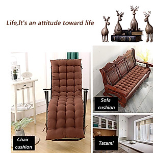 Thick Recliner Cushion,Folding Long Chair Sofa Cushion,Elderly Leisure Chair Cotton Pads,Rocking Chair Lazy Chair Seat Cushion(No Chair) Brown 55x163cm(22x64inch)