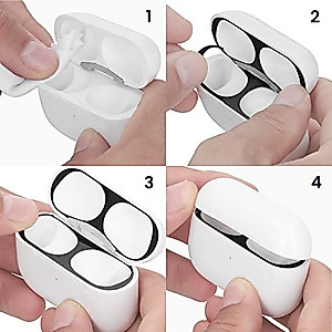 kwmobile Set of 2 Dust Guards Compatible with Apple Airpods Pro 2 - Anti-Dust Protection Stickers - Black