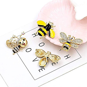 Set of 10 Fashion Enamel Crystal Rhinestones Bee Themed Brooch Pin Jewelry Lapel Pins for Clothes Collar Dress Scarf Bag Decoration