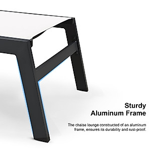 PURPLE LEAF Lounge Chair Set for Outside Aluminum Patio Recliner with Side Table and Pillow Beach Sunbathing Tanning Chairs Pool Chaise Lounger Outdoor White