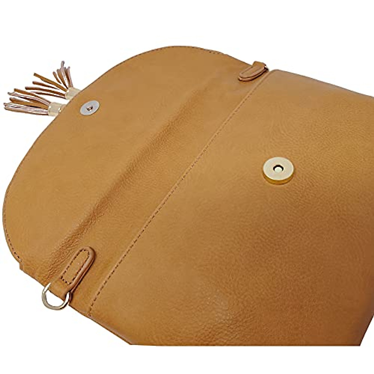 Solene Women's Envelop Clutch Crossbody Bag With Tassels Accent (WU075-Mustard)