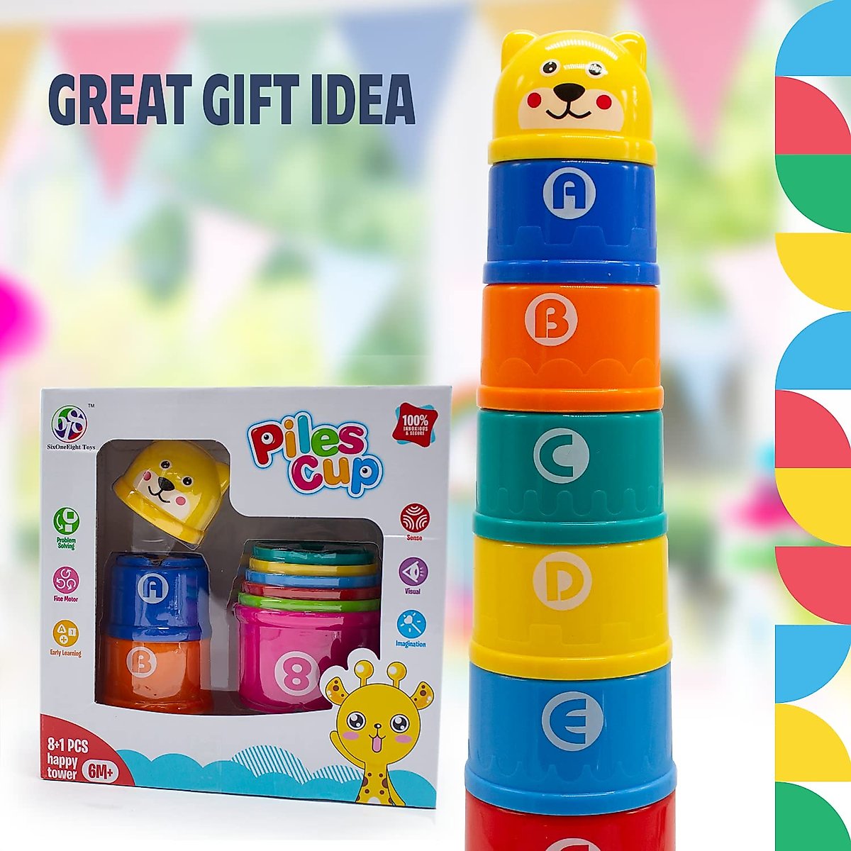 Stacking Cups Nesting and Stacking Cups Gift Colorful Educational Alphabets Numbers Building Joy Cups Toddler Fun Play Toys