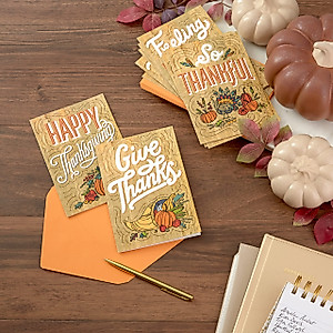 Hallmark Thanksgiving Cards Assortment, Rustic Wood Grain Designs (16 Assorted Cards with Envelopes)