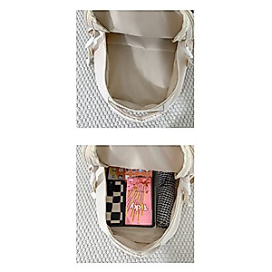 Large Simple Kawaii Backpack with Pendant for Girl Teen College Student High School Laptop Book Bag Travel Waterproof (Beige)