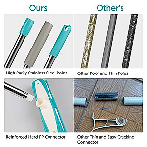 MEXERRIS Scrub Brush with Floor Scrubber Deck Brush Long Handle Combo Cleaning Kits, Stiff Bristles Durable Scrubbing Grout Brushes for Carpet Bathroom, Shower, Sink, Bathtub, Tile, Kitchen Surface