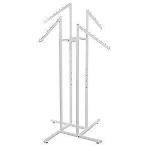 SSWBasics White 4-Way Clothing Rack with Slant Arms