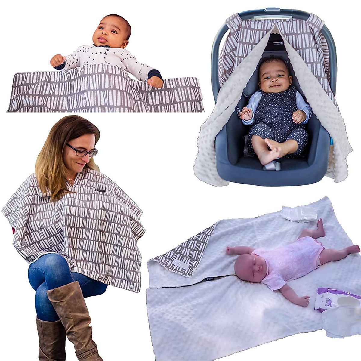 The World’s Softest 4-in-1 Carseat Canopy & Nursing Cover by CozyBaby. 4 Uses – Baby Car Seat & Stroller Cover, Nursing Cover Breastfeeding Scarf, Baby Change Mat & Ultra-Soft Baby Blanket (Gray)