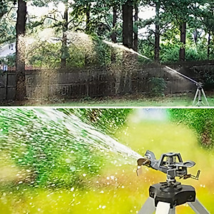 YAMATIC Impact Sprinkler on Adjustable Tripod Base, 360 Degree Large Area, Heavy Duty Adjustable Pulsator Sprinkler for Lawn, Yard and Grass Irrigation, Spray up to 20-90ft(Zinc Head)