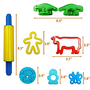 Dough Tools Set for Kids, Various Plastic Animal Molds, Rolling Pins, for Creative Dough Cutting, 44 Pieces
