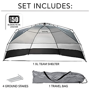 Franklin Sports Sideline Team Sunblocker Shelter - Easy Set Up - Portable and UPF 50+ Protected - Great for Beach and Sports Games - Soccer - Lacrosse - Baseball - Football - Field Hockey