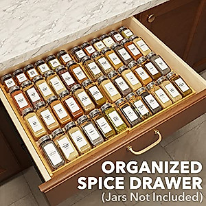 SpaceAid Bamboo Spice Drawer Organizer, Expandable 4 Tier Spices Rack for Cabinet Drawer, Kitchen Seasoning Storage Drawer Insert Organization (Jars Not Included, From 12" to 23" Wide)