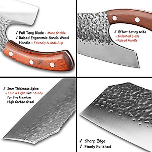 BLADESMITH Vegetable Cleaver Knife Effort Saving - Ultra Sharp Chinese Chef Knife Chopping Knife - Full Tang High Carbon Steel Meat Cleaver Forged Blade 7'' -SandalWood Handle - Light & Well Balance