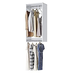 Double Hanging Closet Unit - Modular Closet System for Hanging - Corner Closet System - Closet Organizers and Storage Shelves (White, 36 inches Wide) Closet Shelves