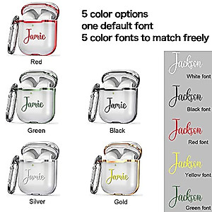 AIPNIS Custom Name AirPods Case,Personalized Transparent TPU Shockproof Protective Case Gift,for Airpods 1/2 Generation Cover, with Keychain