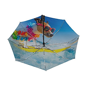 My Daily Surfing Jack Russell Dog Travel Umbrella Auto Open/Close Lightweight Compact Windproof