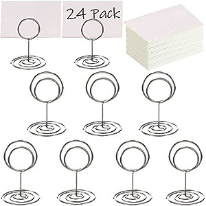 Toncoo 24 Pcs Premium Mini Place Card Holders and 24 Pcs Place Cards, Small Table Card Holder, Cute Table Number Holders, Photo Picture Holders for Centerpieces, Wedding, Party, Birthday