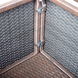 hadantto Outdoor Patio Wicker Large Storage Container Deck Box - All-Weather Resin Rattan, Antirust Aluminum Frame, Holds up to 330lbs